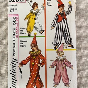 Vintage Simplicity Pattern 6198 for Clown Suit Costume Boy and Girl ...