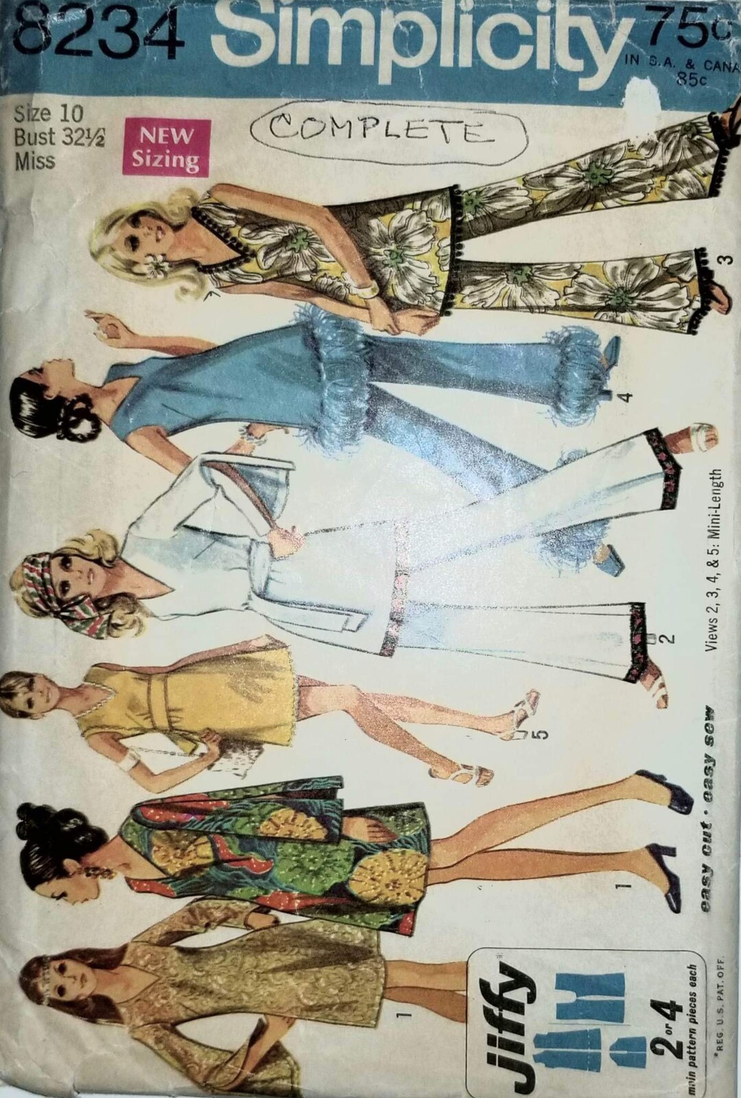 Vintage Simplicity Pattern 8234 - Misses Jiffy Dress, Micro Mini Dress ...