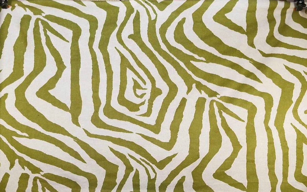 Beautiful Olive Green Zebra Print Heavy Linen Upholstery Quality Fabric ...
