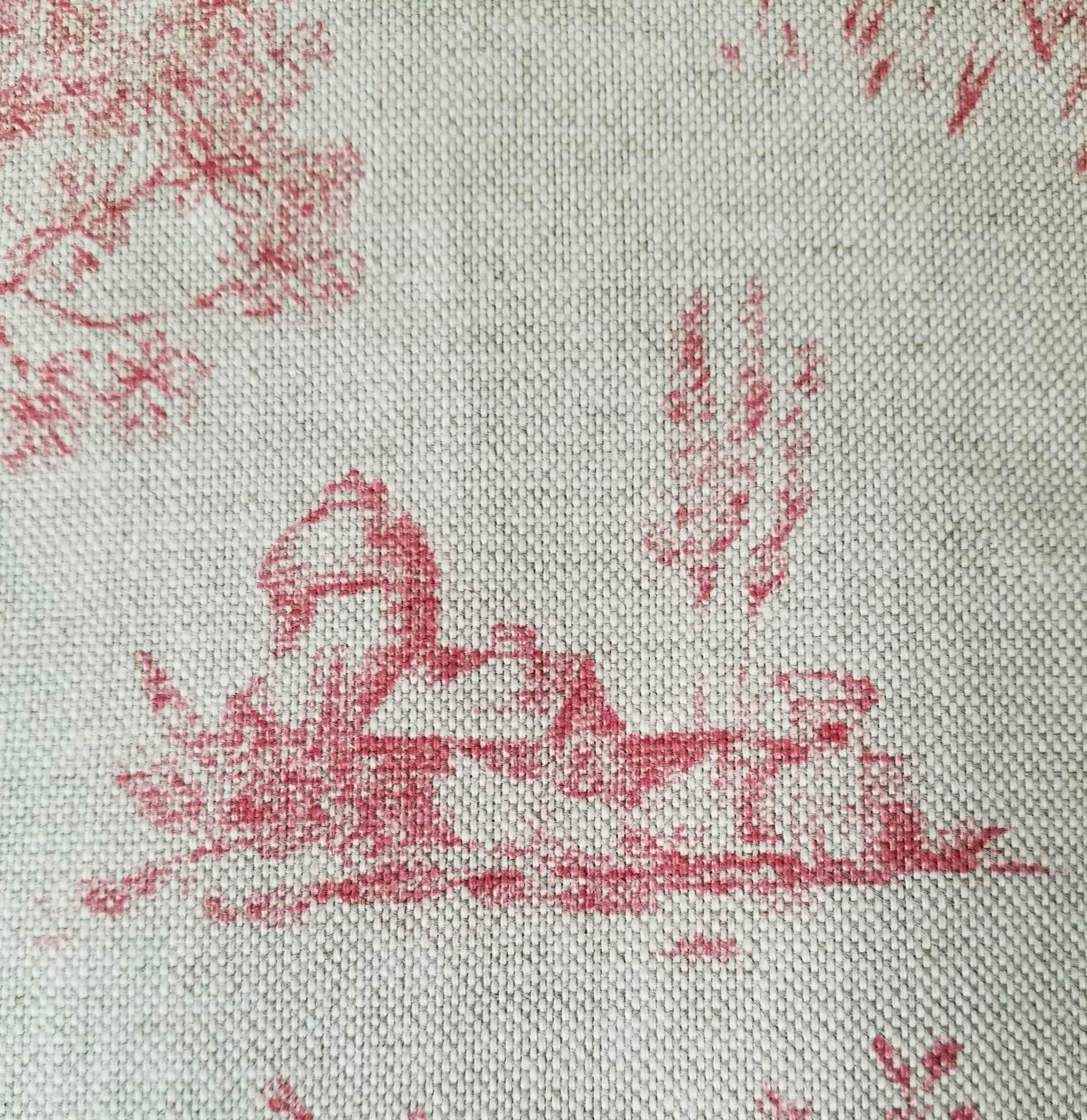 Vintage P Coffman Linen Toile, Red and Beige Fishing Scenes - Etsy