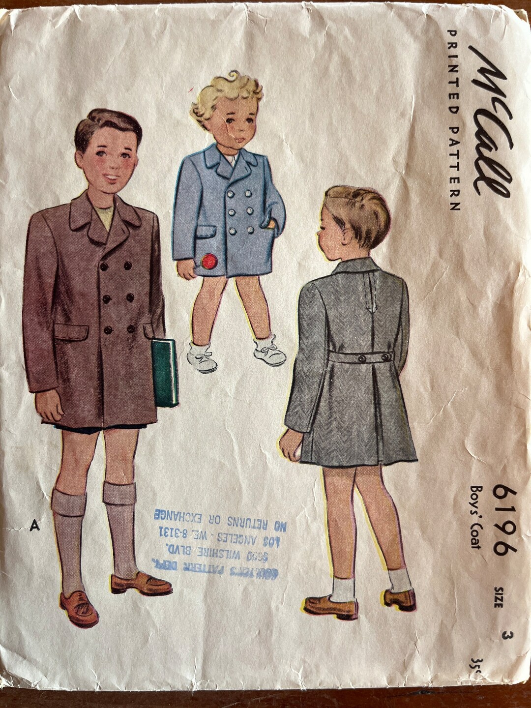 Dress Coat Butterick Sewing Pattern 6196 Boys 2 VTG 40s Cut Event ...