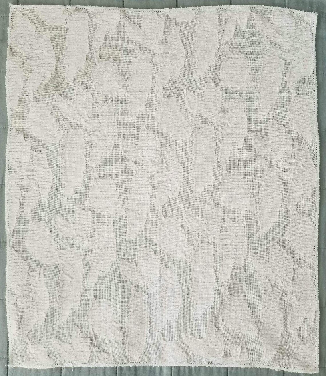 White, Sheer Light Cotton Fabric With Leafy Flocked - Etsy
