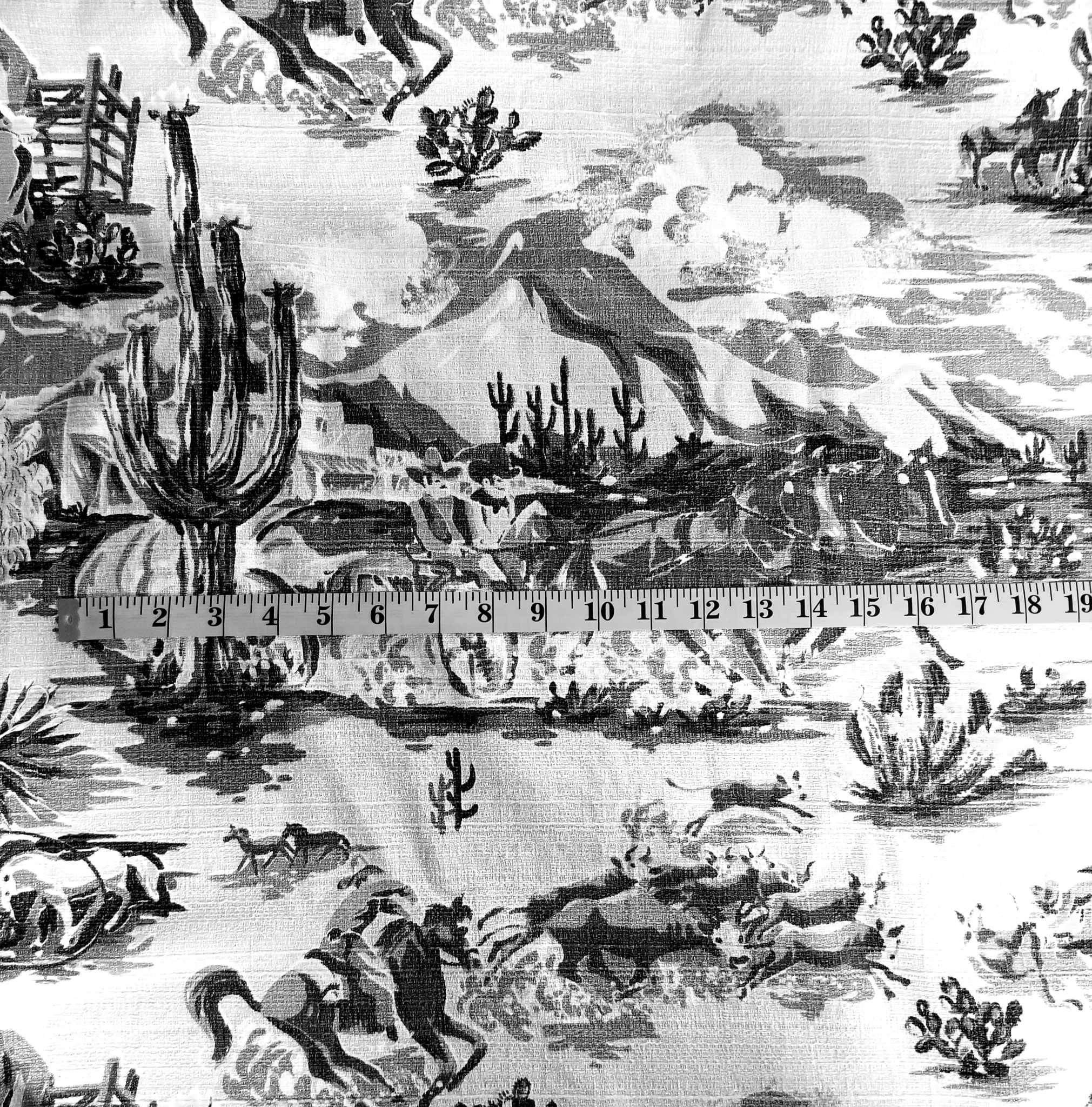 True Vintage , Western Themed, Cowboy and Indian Barkcloth - Etsy