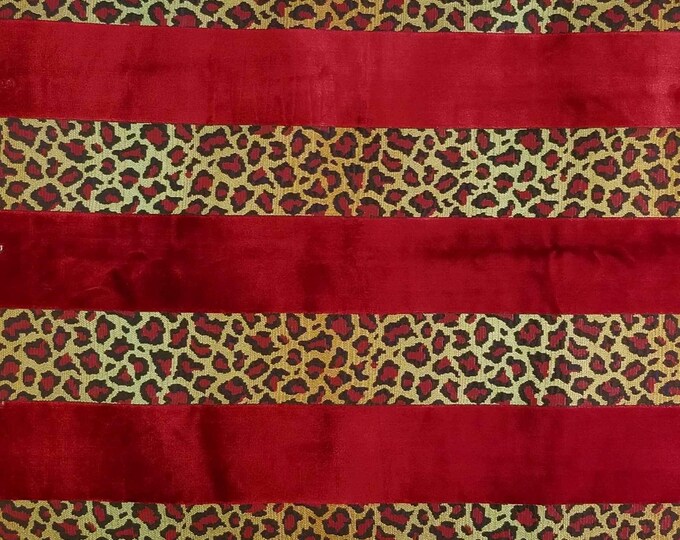 Beautiful Leopard Print and Red Velvet Upholstery Fabric Heavy and Soft ...