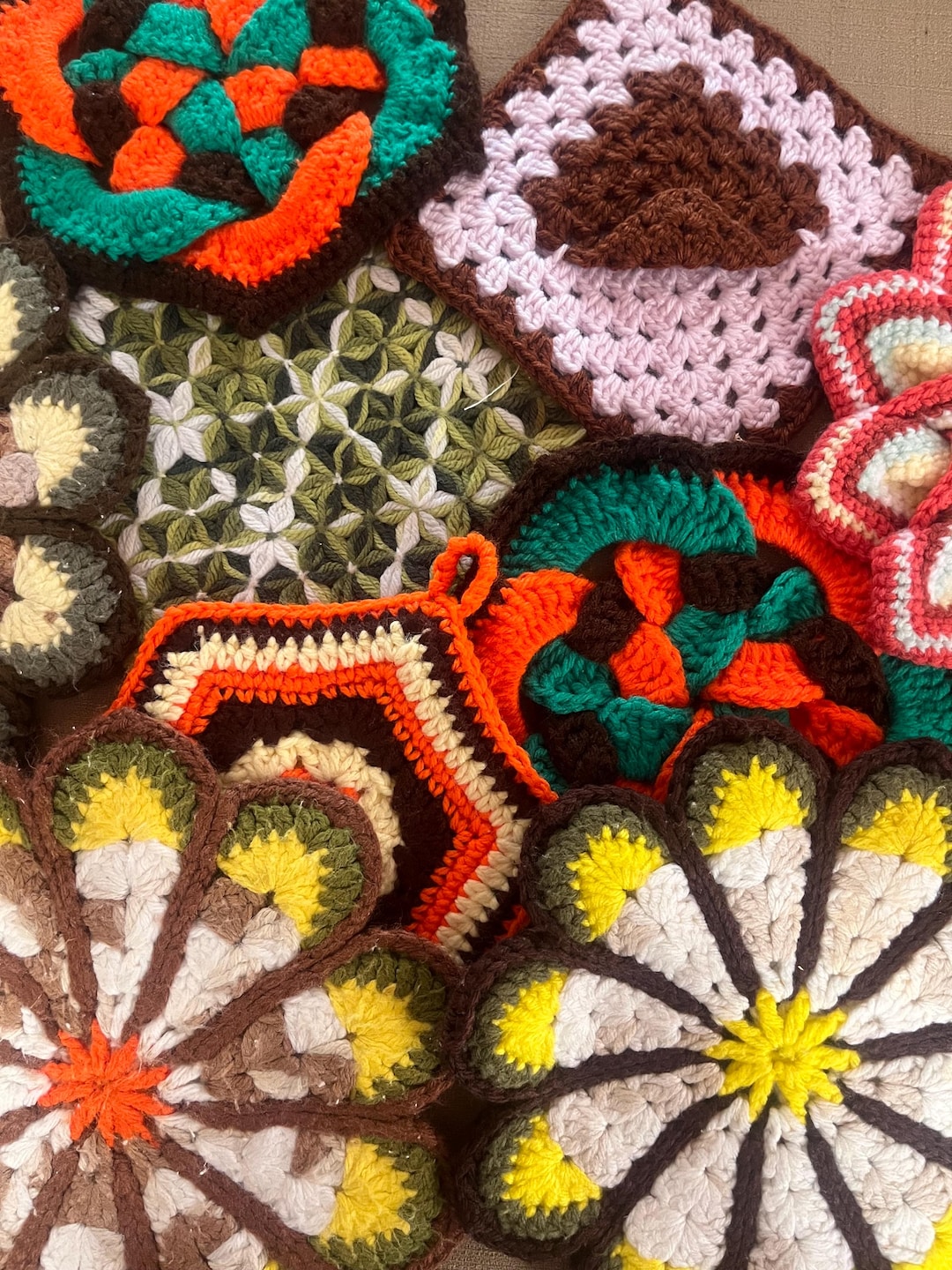 Vintage Hand, Crocheted, Hot Pads Circa 1970 - Etsy