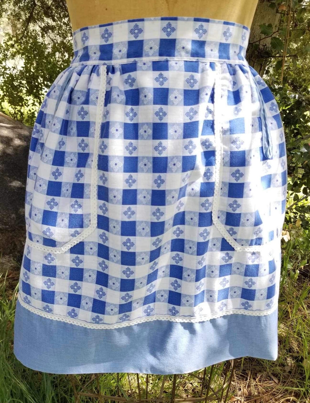 Vintage Blue and White Gingham Country Girl Hand Made Apron - Etsy