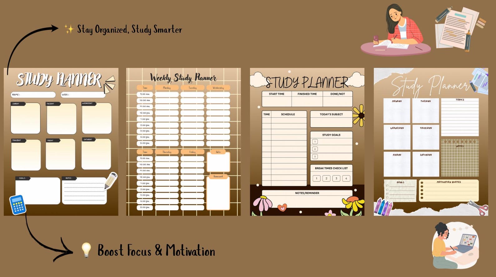 Canva Editable Study Planner: Digital Student Assignment Tracker ...