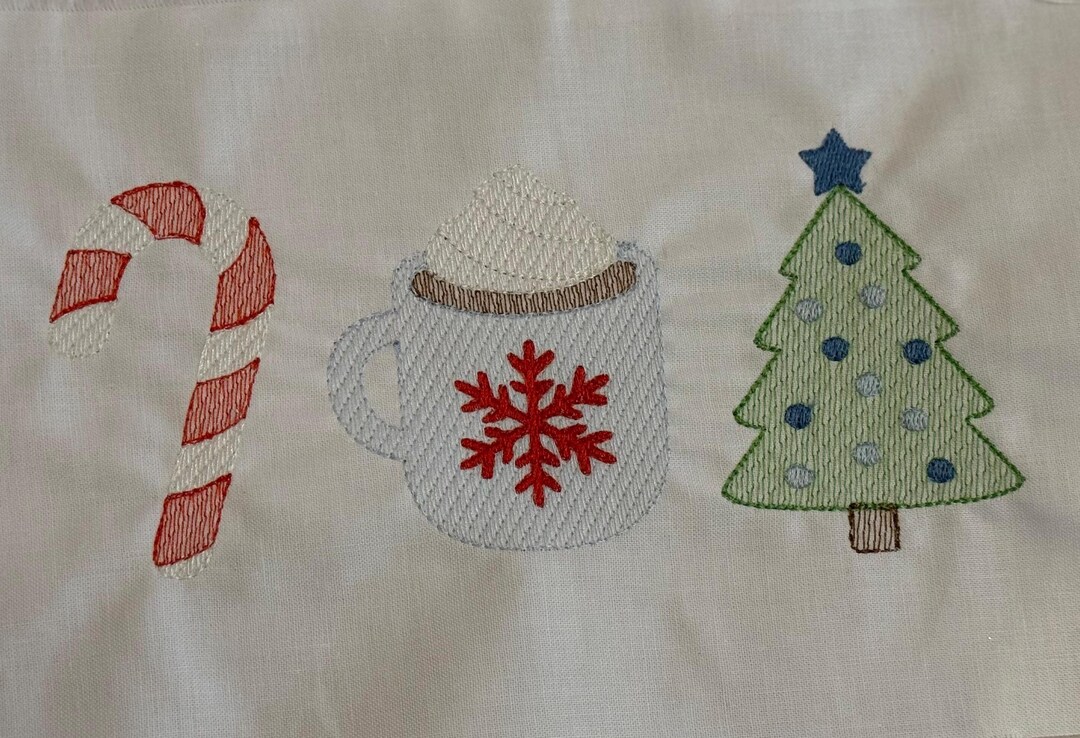 Peppermint Mocha Embroidery Design Trio- Hot Chocolate, Candy Cane ...