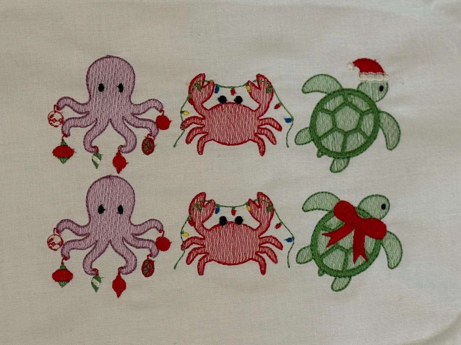 Sea Animal Christmas Trio Embroidery Design BUNDLE - Crab, Octopus, and ...