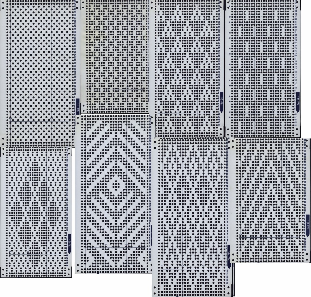 15x Knitting Machines Brother Punch Cards , Machine Knitting, Punchcard ...