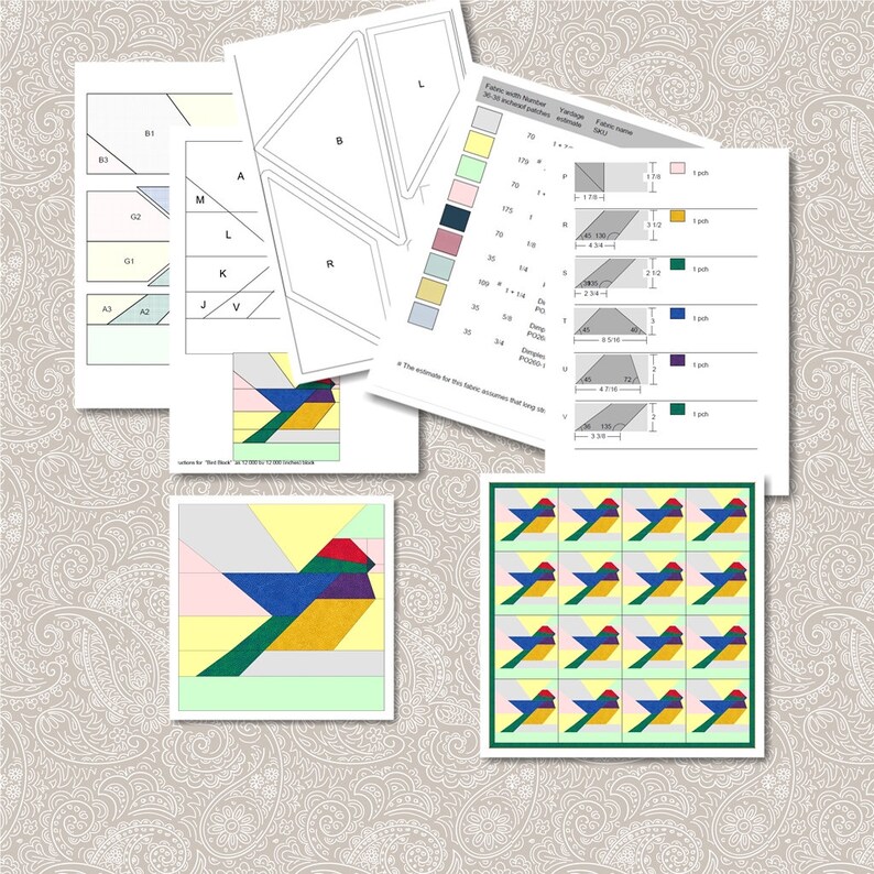 Bird Quilt Pattern Pdf, Digital Quilt Block Pattern, Quilt Patterns ...