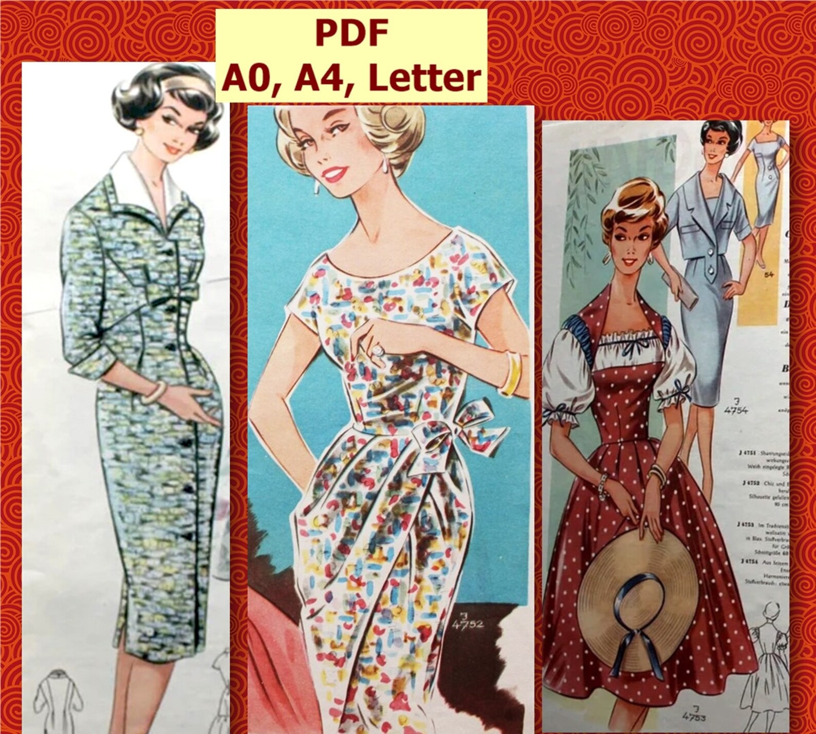 16 Vintage Sewing Patterns, 1950 Sewing Patterns, Vintage Fashion ...
