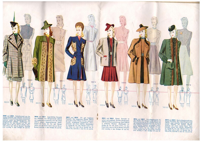 1940s, 100 Sewing Patterns From 1940s, Ergon Pattern System, PDF ...