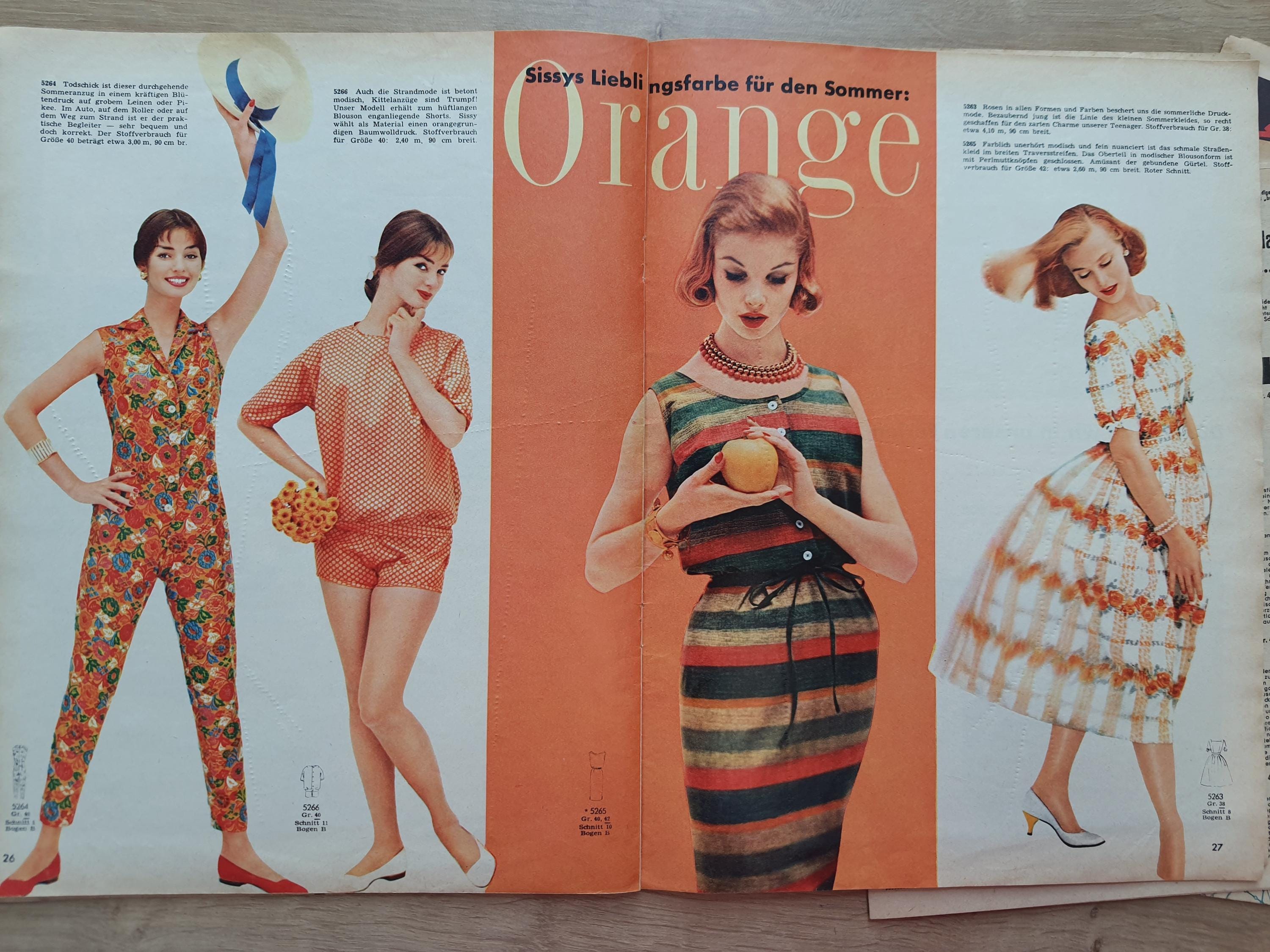 7/1958 Burda Moden, Vintage Sewing Patterns, 1950s Sewing Magazine ...