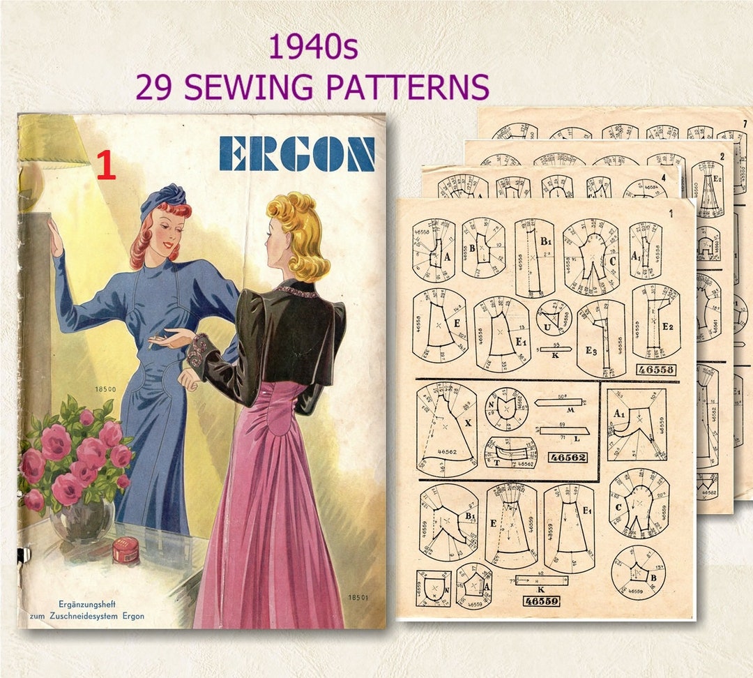 1940s Sewing Patterns Book: Ergon System, All Sizes (PDF) - Etsy