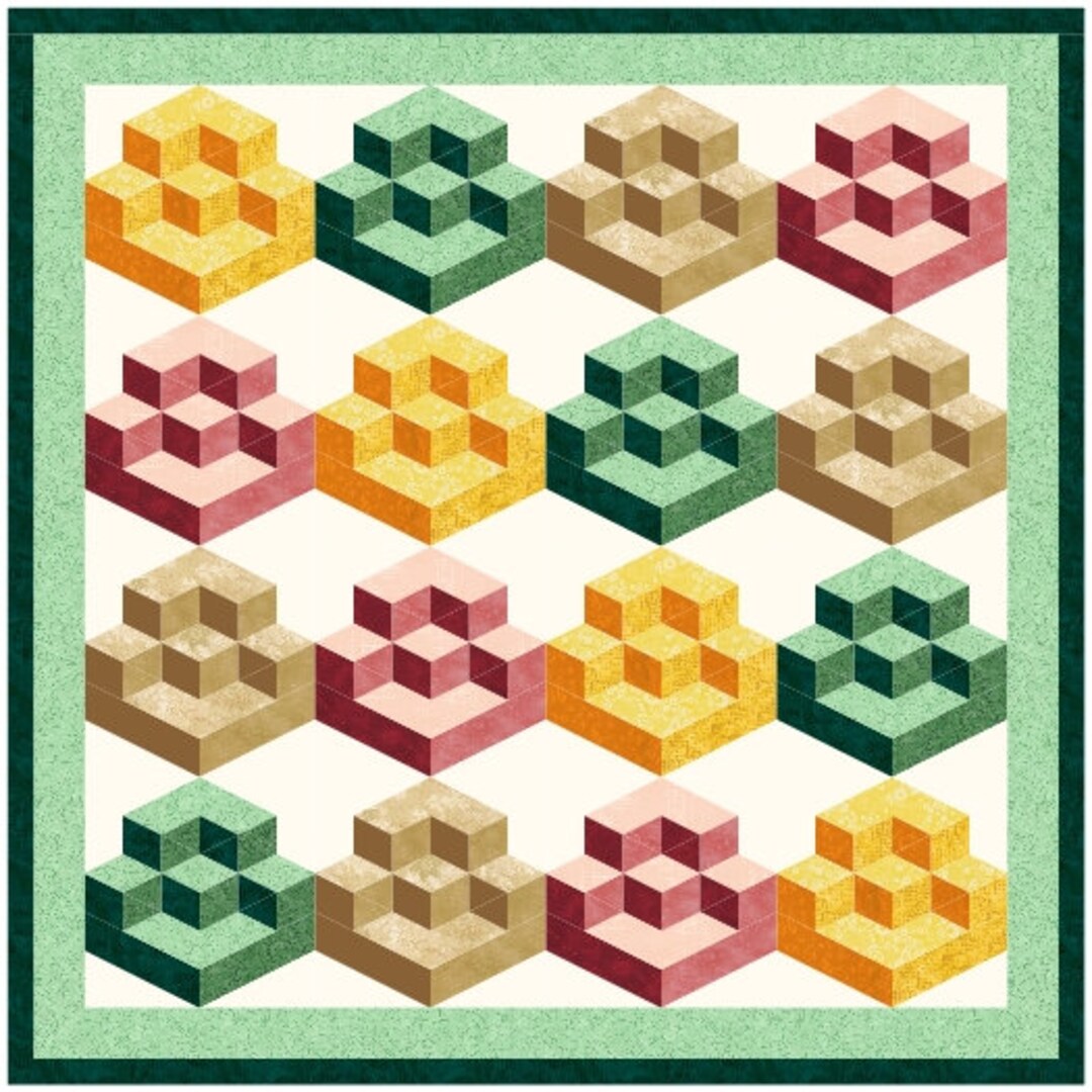 Digital Quilt Block Pattern, Quilt Patterns Modern, 3d Quilt Pattern Pdf, Paper Pieced Quilt ...