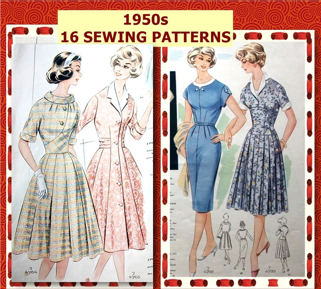 16 Vintage Sewing Patterns, 1950 Sewing Patterns, Vintage Fashion ...