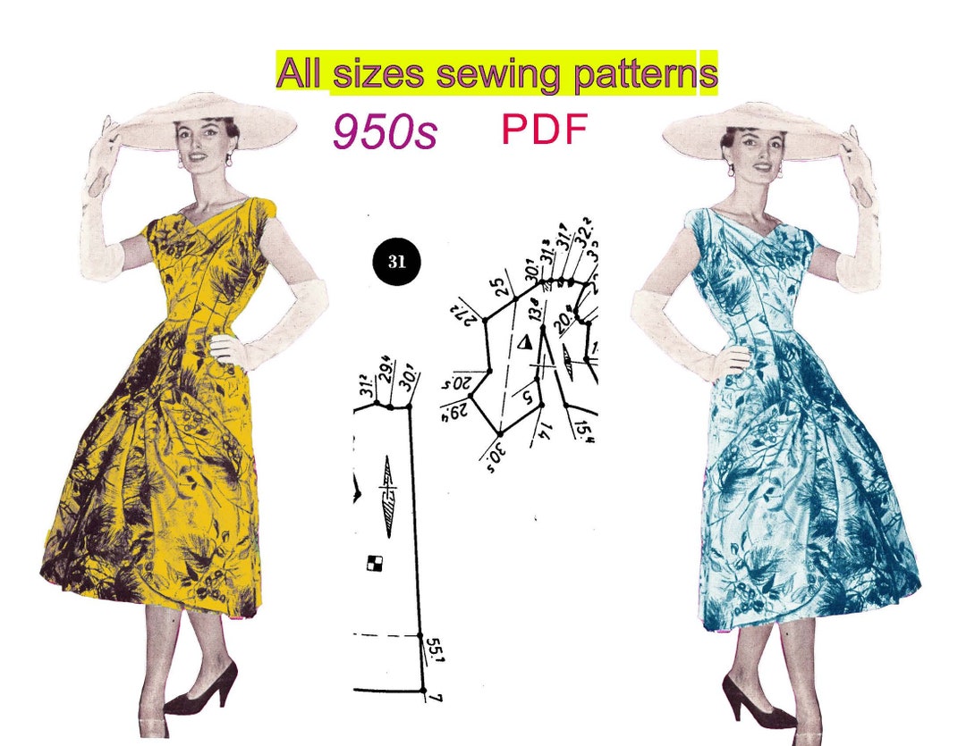 All Sizes Sewing Pattern From 1950s, 1950s Dress Sewing Pattern ...