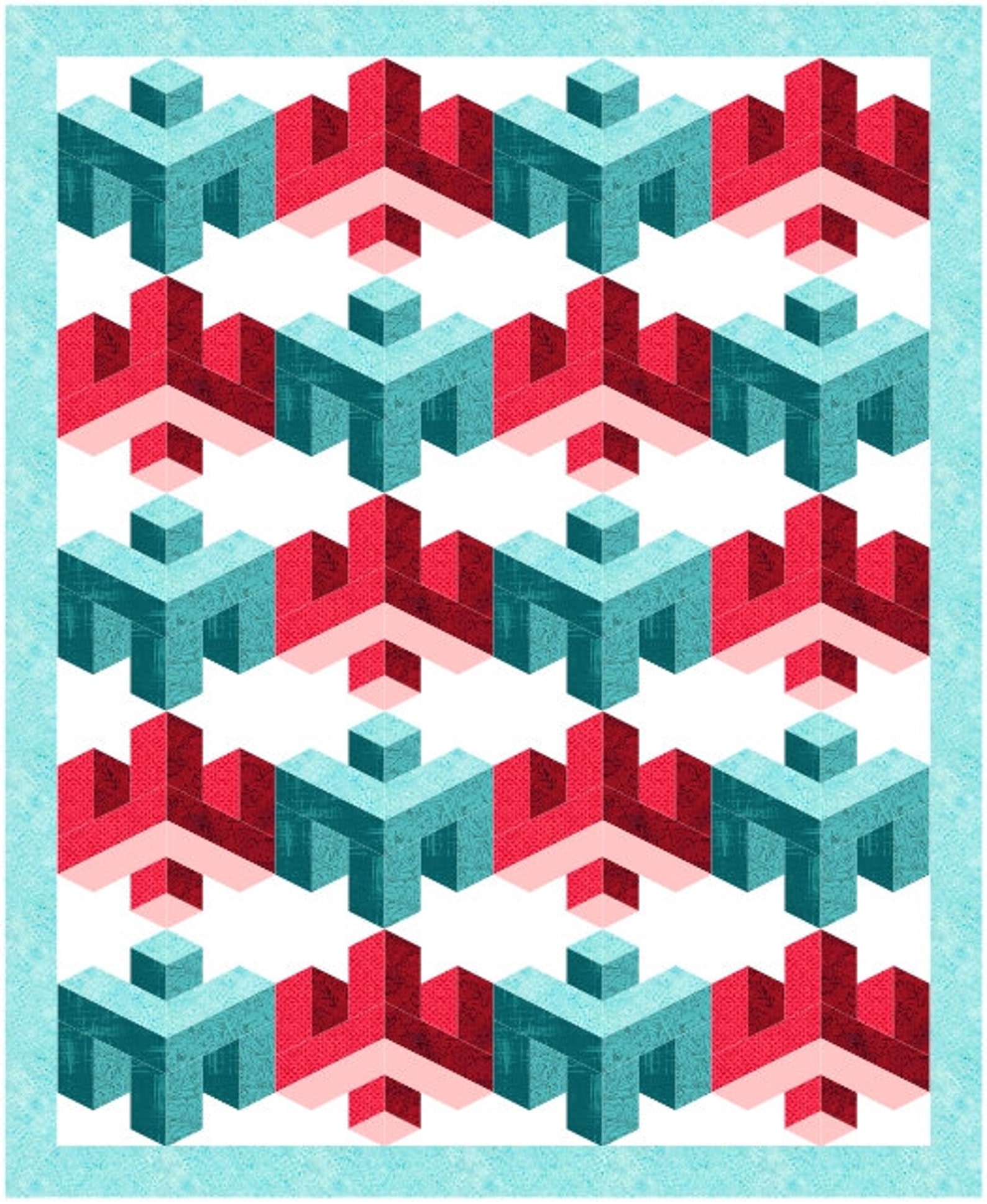 Digital Quilt Block Pattern, 3d Quilt Pattern Pdf, Paper Pieced Quilt ...