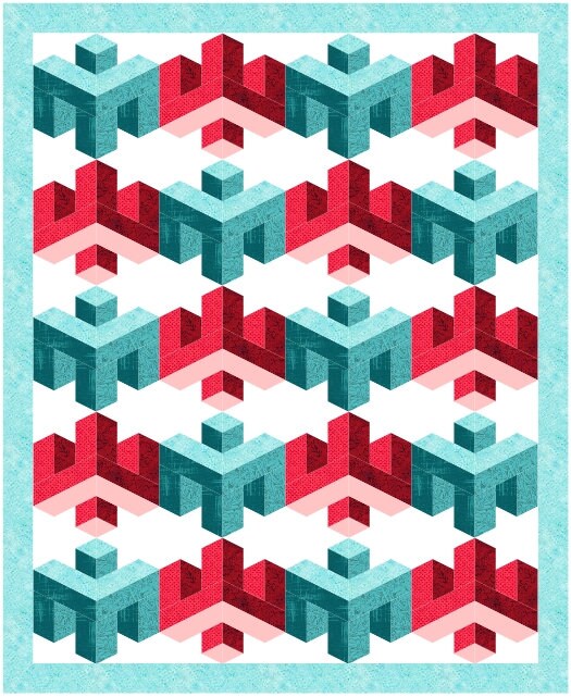 Digital Quilt Block Pattern, 3d Quilt Pattern Pdf, Paper Pieced Quilt ...
