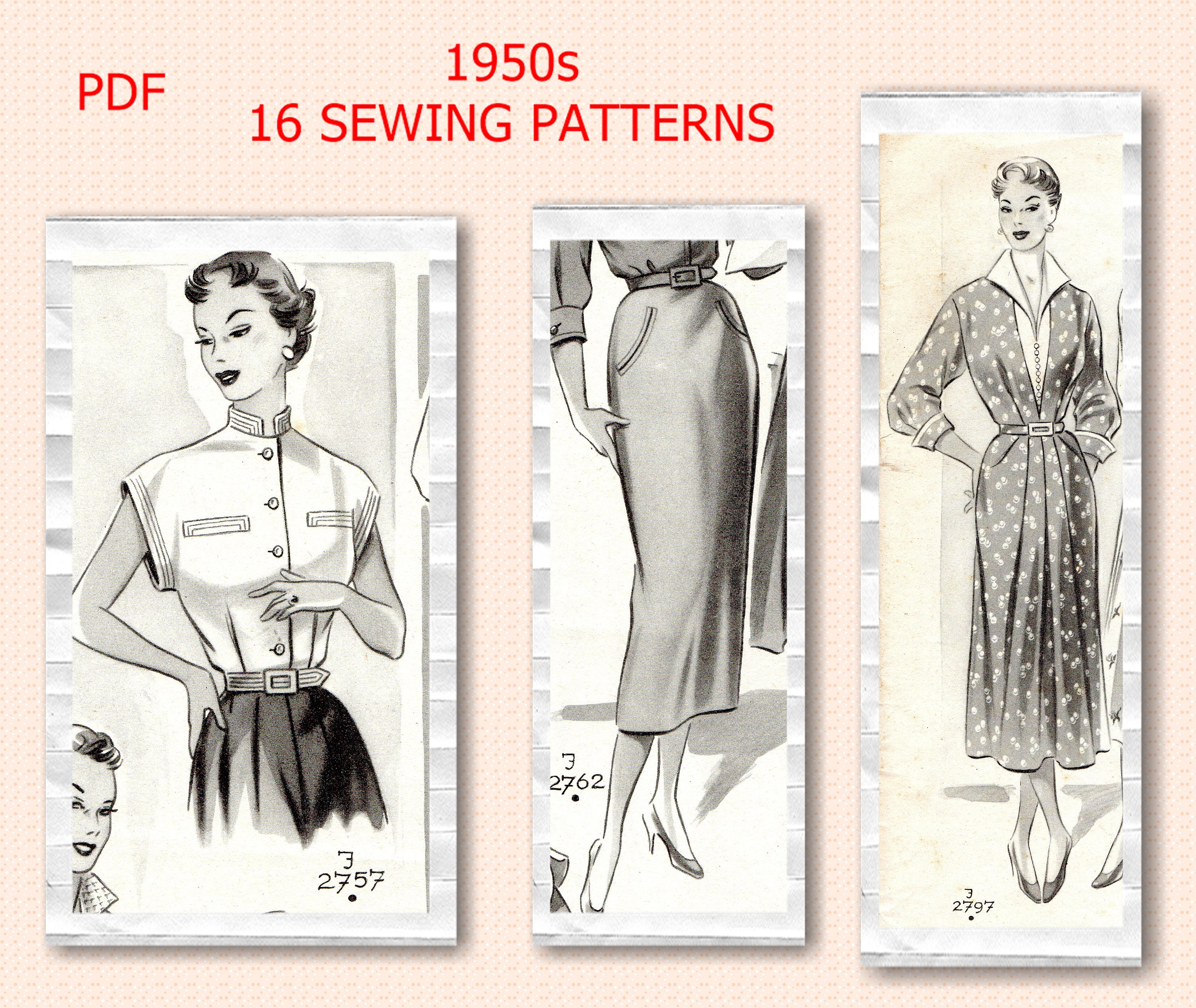 16 Sewing Patterns 1950s, 1950 Dresses Patterns, Vintage Fashion ...