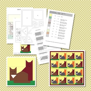 Cats Quilt Block Pattern: Modern Patchwork (PDF Pattern) - Etsy