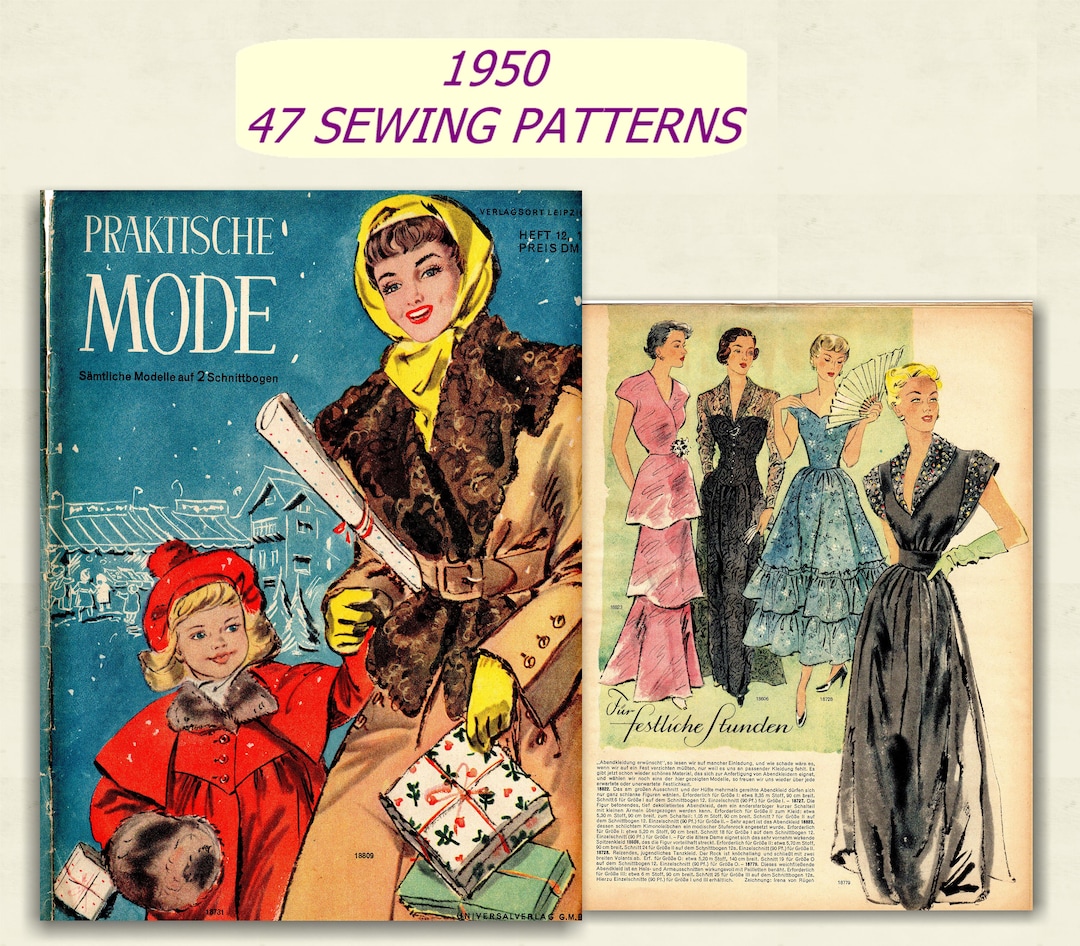 47 Vintage Sewing Patterns 1950, 1950s Fashion Magazine – Restored ...