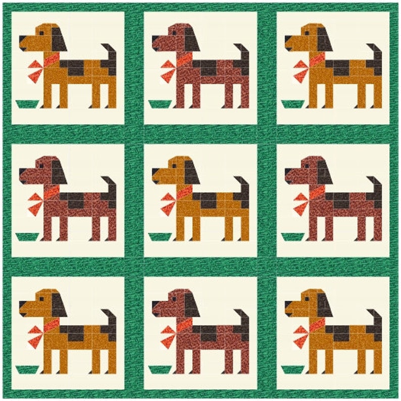 Dog Quilt Pattern Pdf, Digital Quilt Block Pattern, Quilt Patterns ...