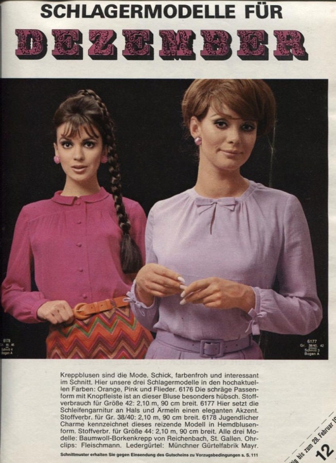 12/1966 Burda Moden , Burda 1960s, Vintage Sewing Patterns, Vintage Burda Fashion, 1960s Sewing ...