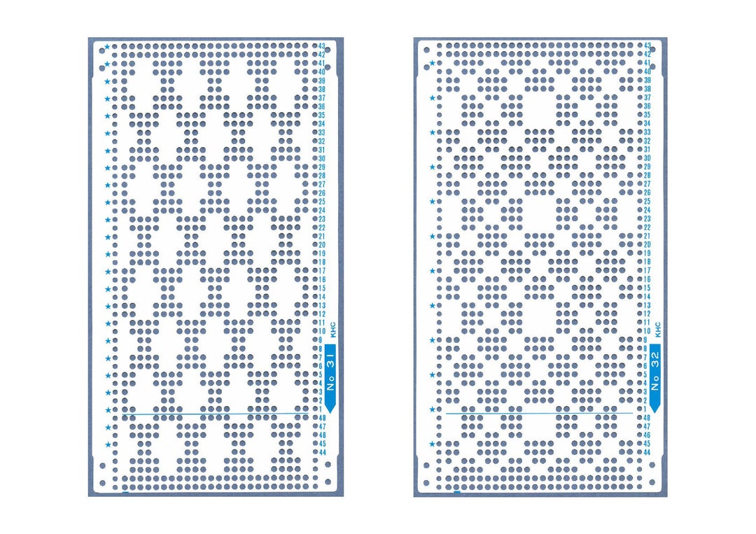 20x KHC820, KHC830 Brother Punch Cards , Knitting Machine Patterns ...