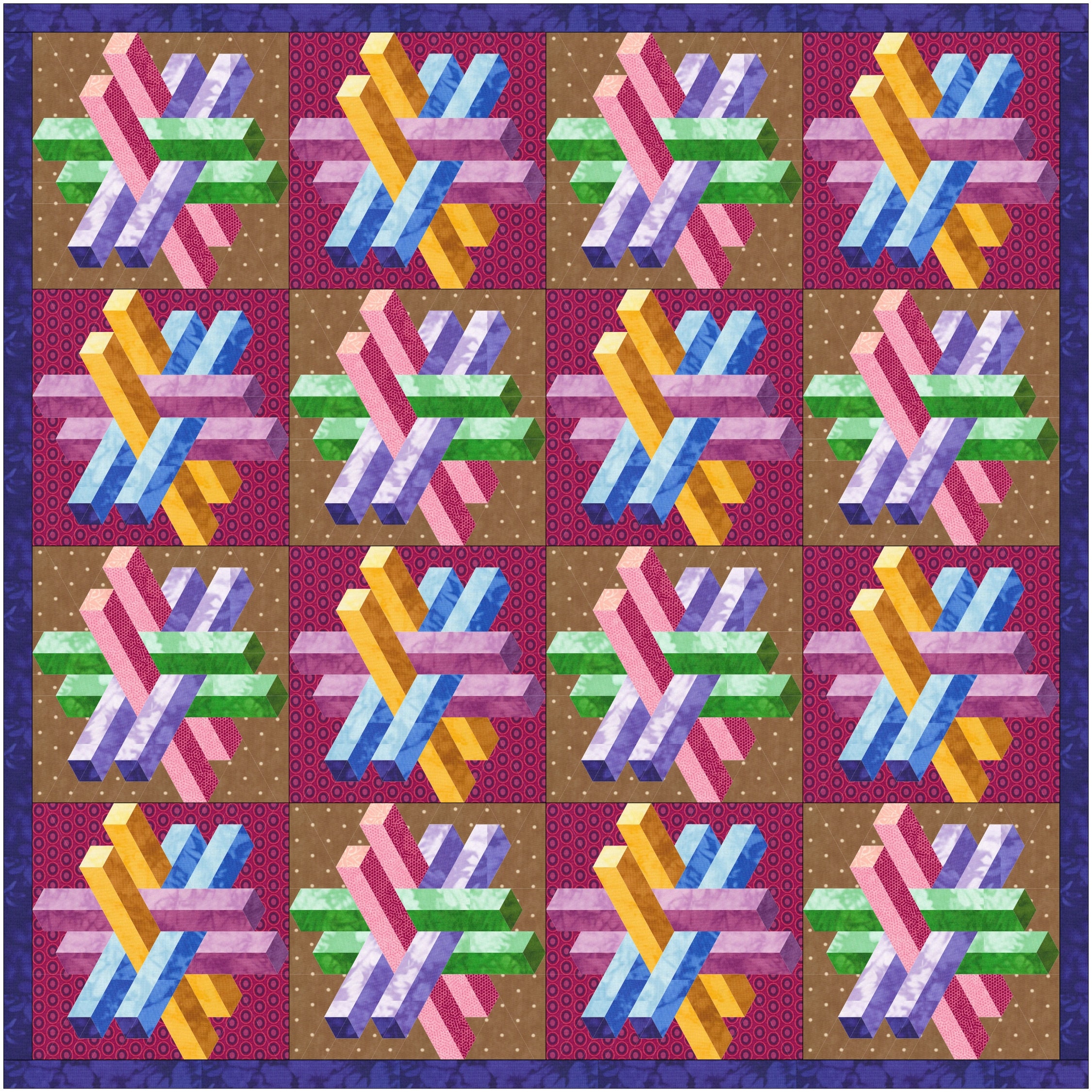 Digital Quilt Block Pattern, Paper Pieced Quilt Pattern, Modern ...