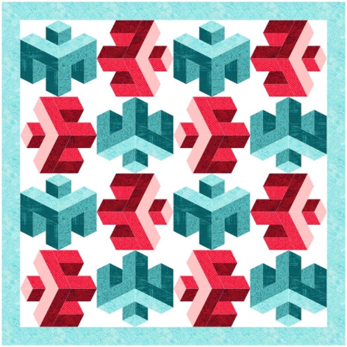 Digital Quilt Block Pattern, 3d Quilt Pattern Pdf, Paper Pieced Quilt ...