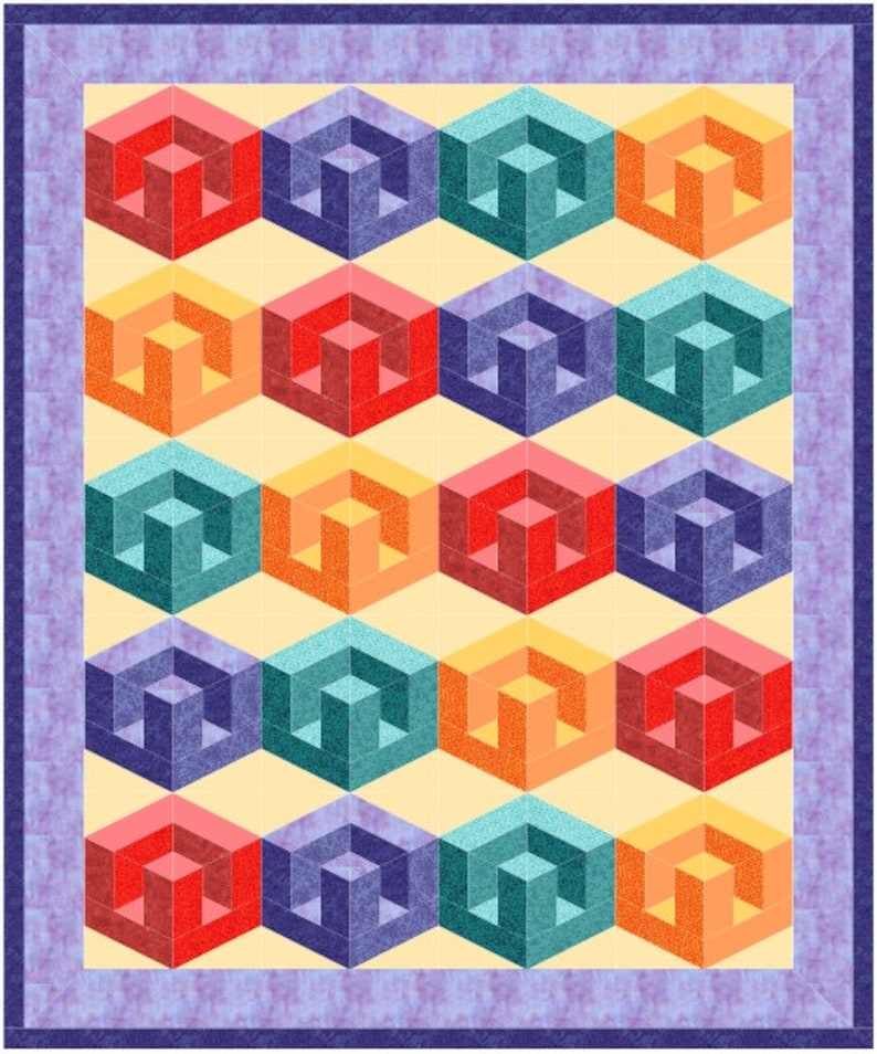 3D Quilt Block Pattern (PDF Download) - Etsy