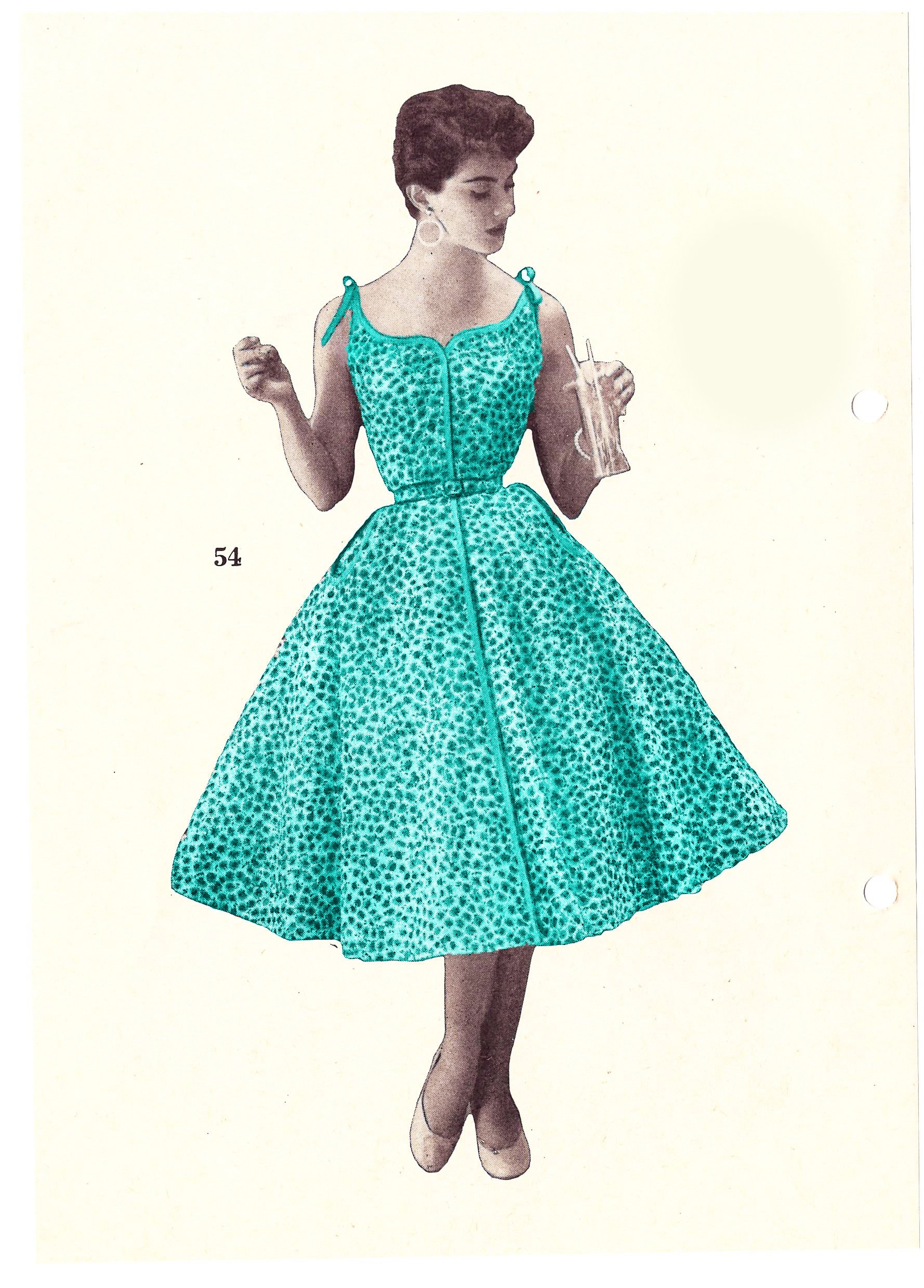 Vintage Dress Pattern From 1950s, 1950s Dress Sewing Pattern , Vintage ...
