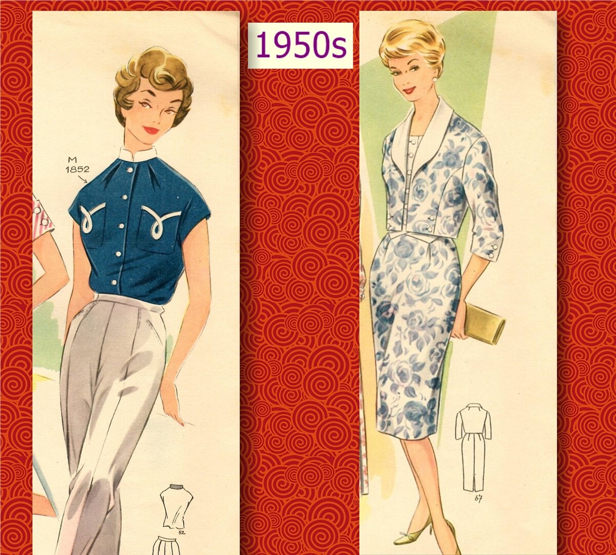 Lot of 48 Vintage Sewing Patterns 1950s , 1950 Dress Patterns, Vintage ...