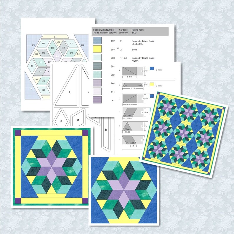 Digital Quilt Block Pattern, 3d Quilt Pattern Pdf, Paper Pieced Quilt ...