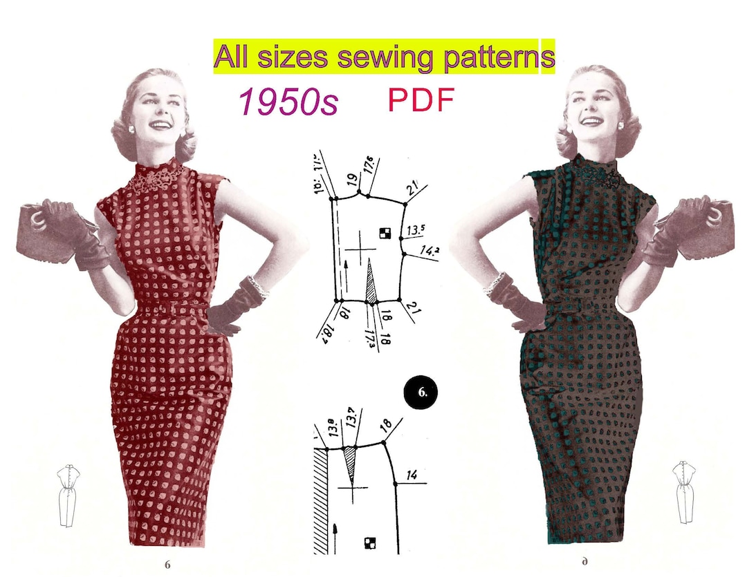 All Sizes Sewing Pattern From 1950s, 1950s Dress Sewing Pattern ...