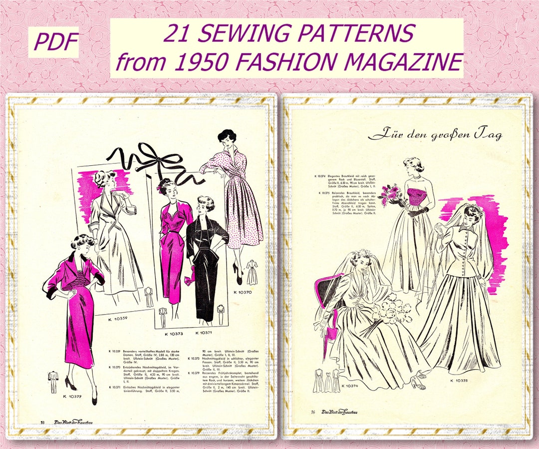 21 Sewing Patterns From 1950, 1950s Sewing Patterns, Vintage Fashion ...