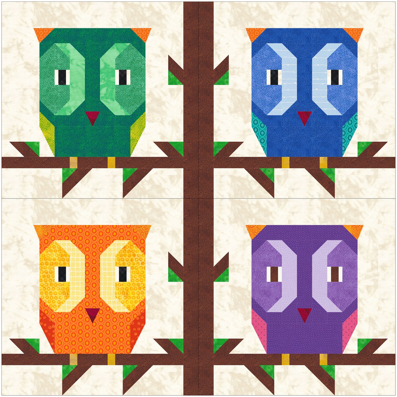 Owls Quilt Pattern Pdf, Funny Quilt Patterns for Kids, Paper Pieced ...