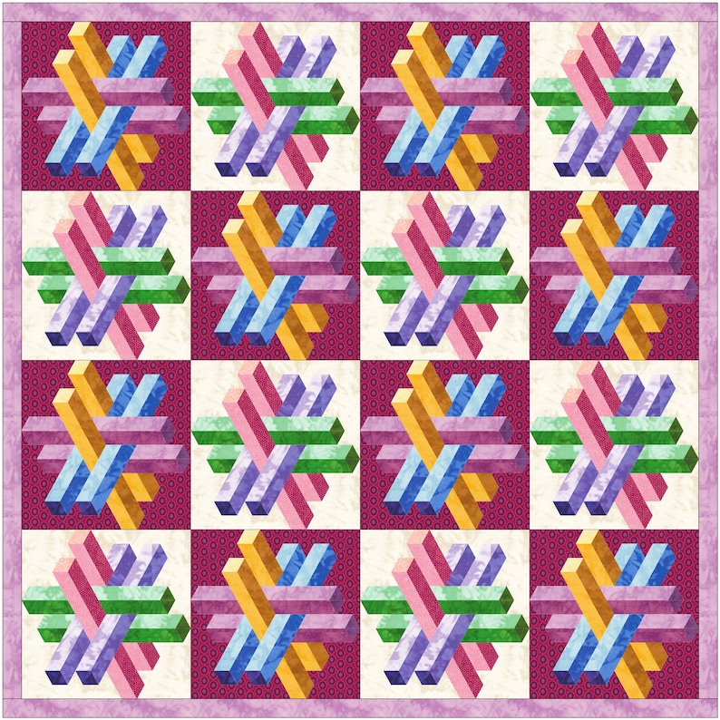 Digital Quilt Block Pattern, Paper Pieced Quilt Pattern, Modern Patchwork ,quilt Block Patterns ...