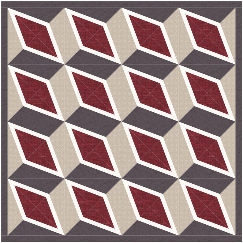 3D Cube Quilt Block Pattern: Modern Geometric Design (PDF Download ...