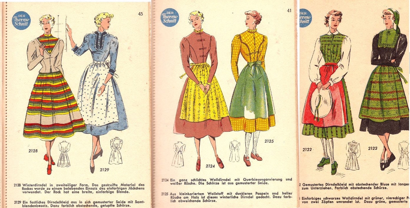 1950s Dirndl Sewing Patterns: German Drafting System (PDF) - Etsy