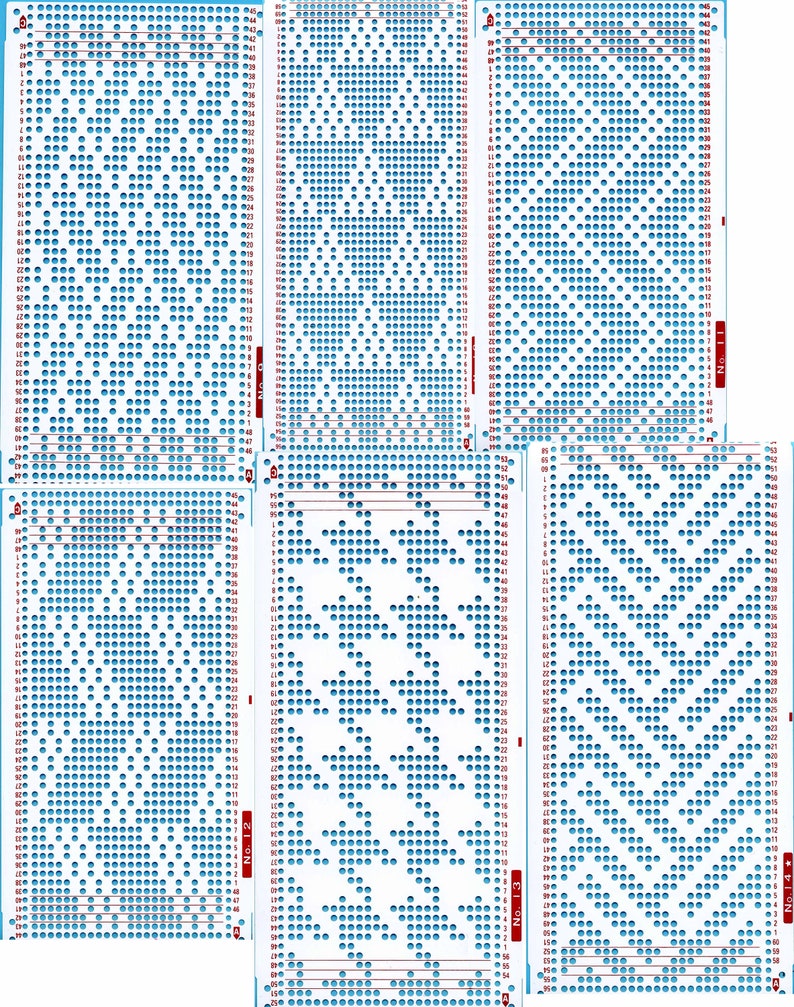 20x Knitting Machines Brother Punch Cards , Machine Knitting, Punchcard ...