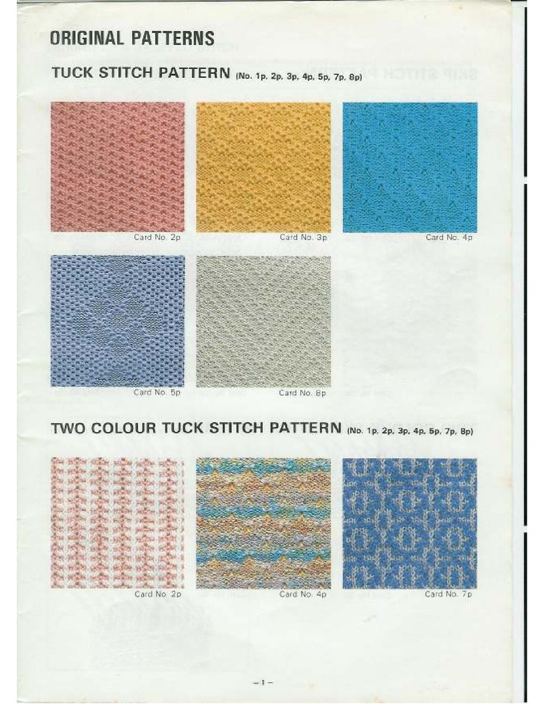 15x Knitting Machines Brother Punch Cards , Machine Knitting, Punchcard ...