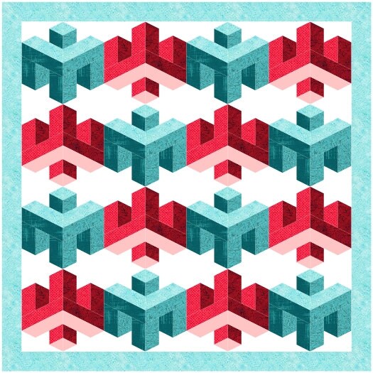 Digital Quilt Block Pattern, 3d Quilt Pattern Pdf, Paper Pieced Quilt ...