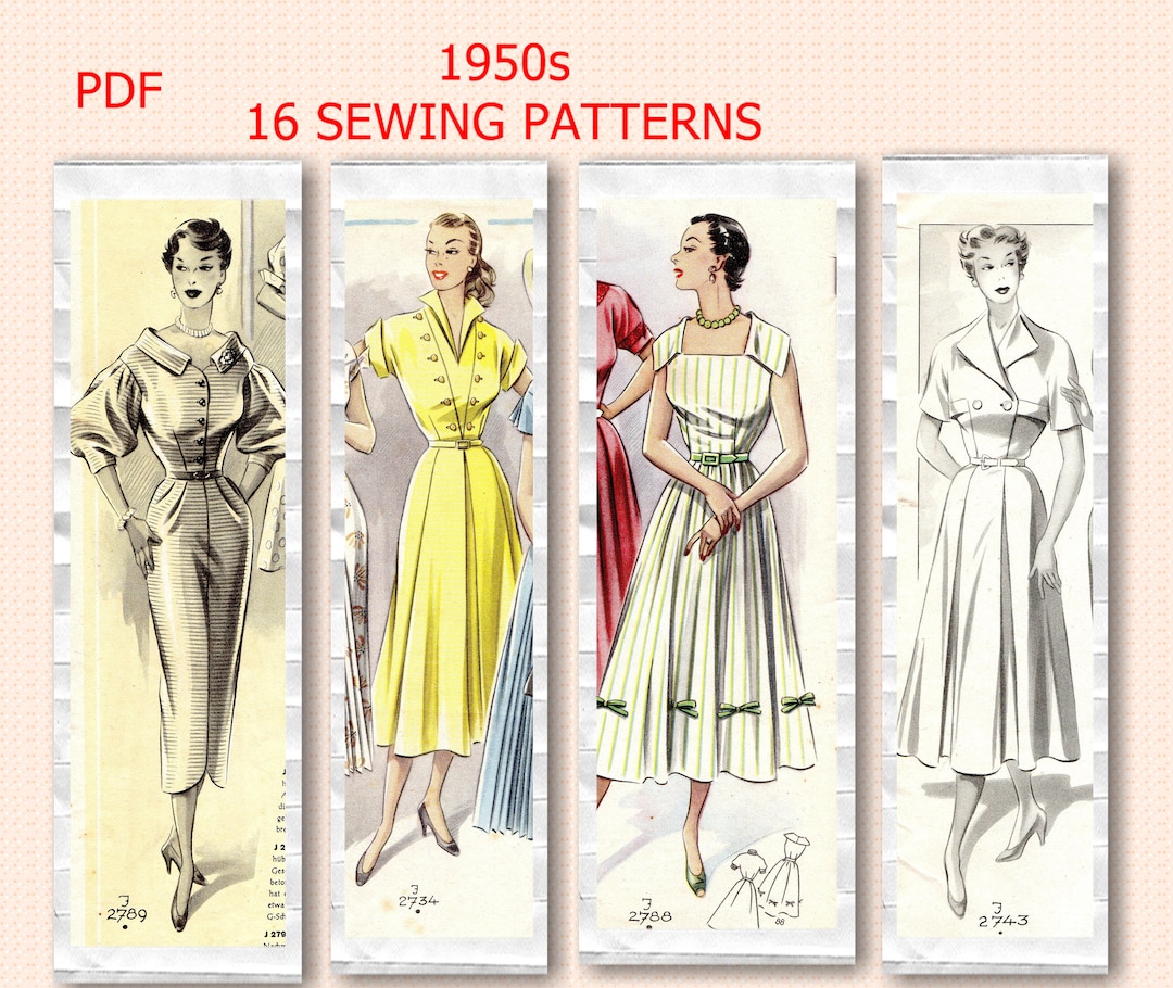 16 Sewing Patterns 1950s, 1950 Dresses Patterns, Vintage Fashion ...