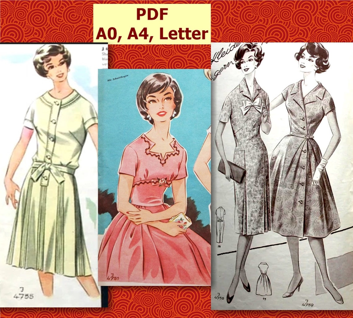 16 Vintage Sewing Patterns, 1950 Sewing Patterns, Vintage Fashion ...