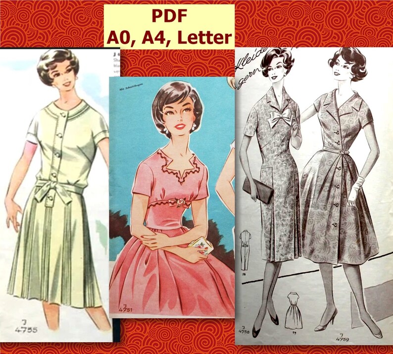 16 Vintage Sewing Patterns, 1950 Sewing Patterns, Vintage Fashion ...