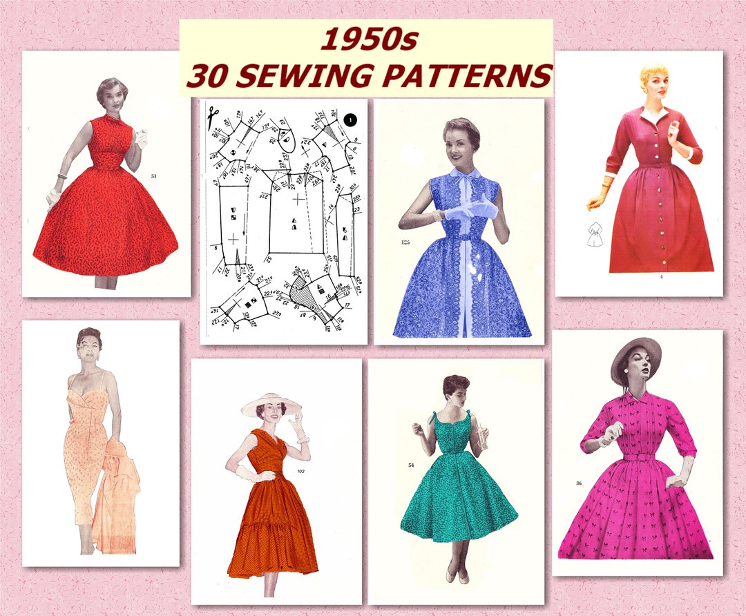 30 Sewing Patterns From 1950s, Pattern Drafting System, Vintage Sewing ...