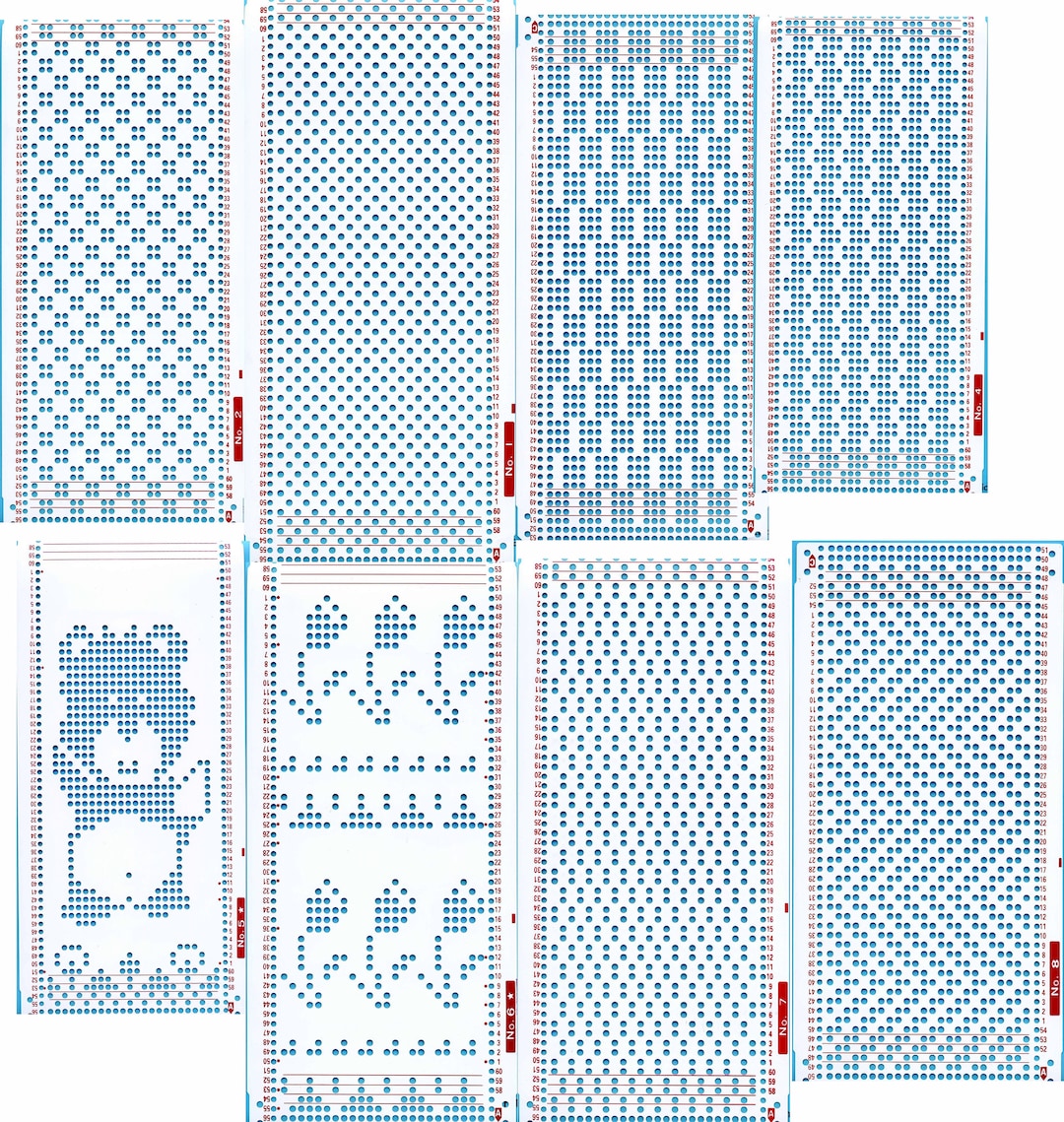 20x Knitting Machines Brother Punch Cards , Machine Knitting, Punchcard ...